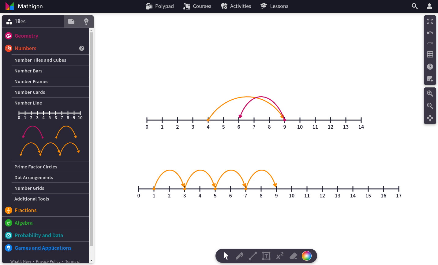 Number Line from PolyPad from Mathigon | A Dash of Research